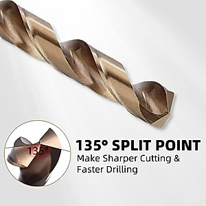 AresMro Cobalt Drill Bit Set- 3/16''(10PCS) M35 High Speed Steel, Twist Jobber Length for Metal, Cast Iron and Wood Plastic with Metal Indexed Storage Case