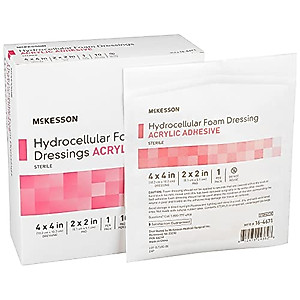 McKesson Hydrocellular Foam Dressings, Sterile, Acrylic Adhesive with Border, 4 in x 4 in, 10 Count, 1 Pack