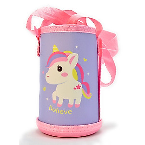 Talavan Kids antler Water Bottle 500ml 316 Stainless Steel vacuum insulated thermos with straw (Unicorn)