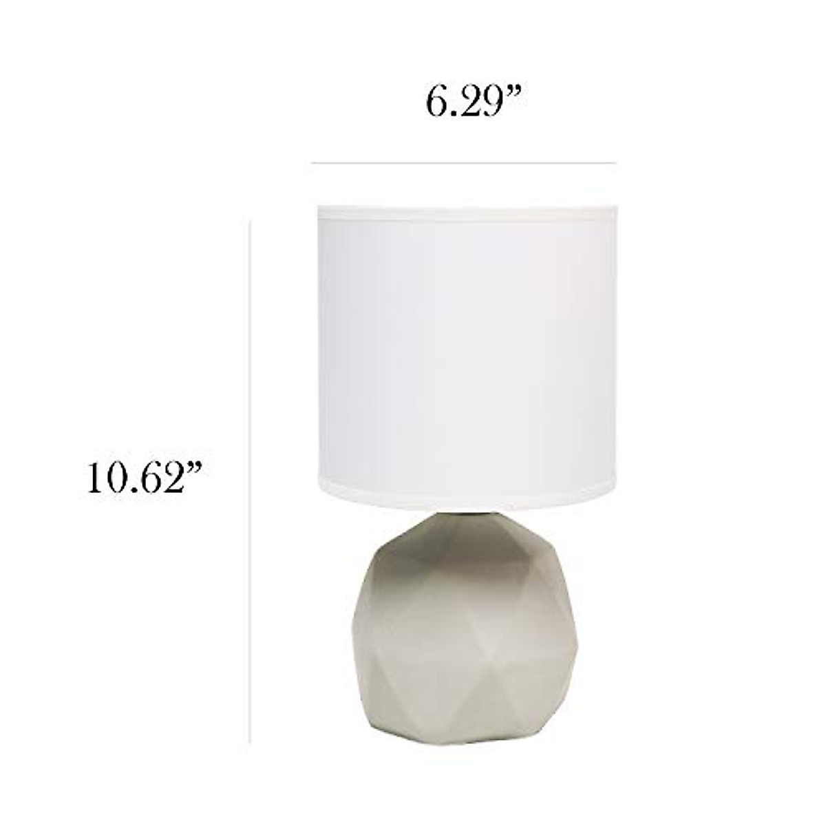 Simple Designs LT2060-WHT Geometric Concrete Table Lamp, White