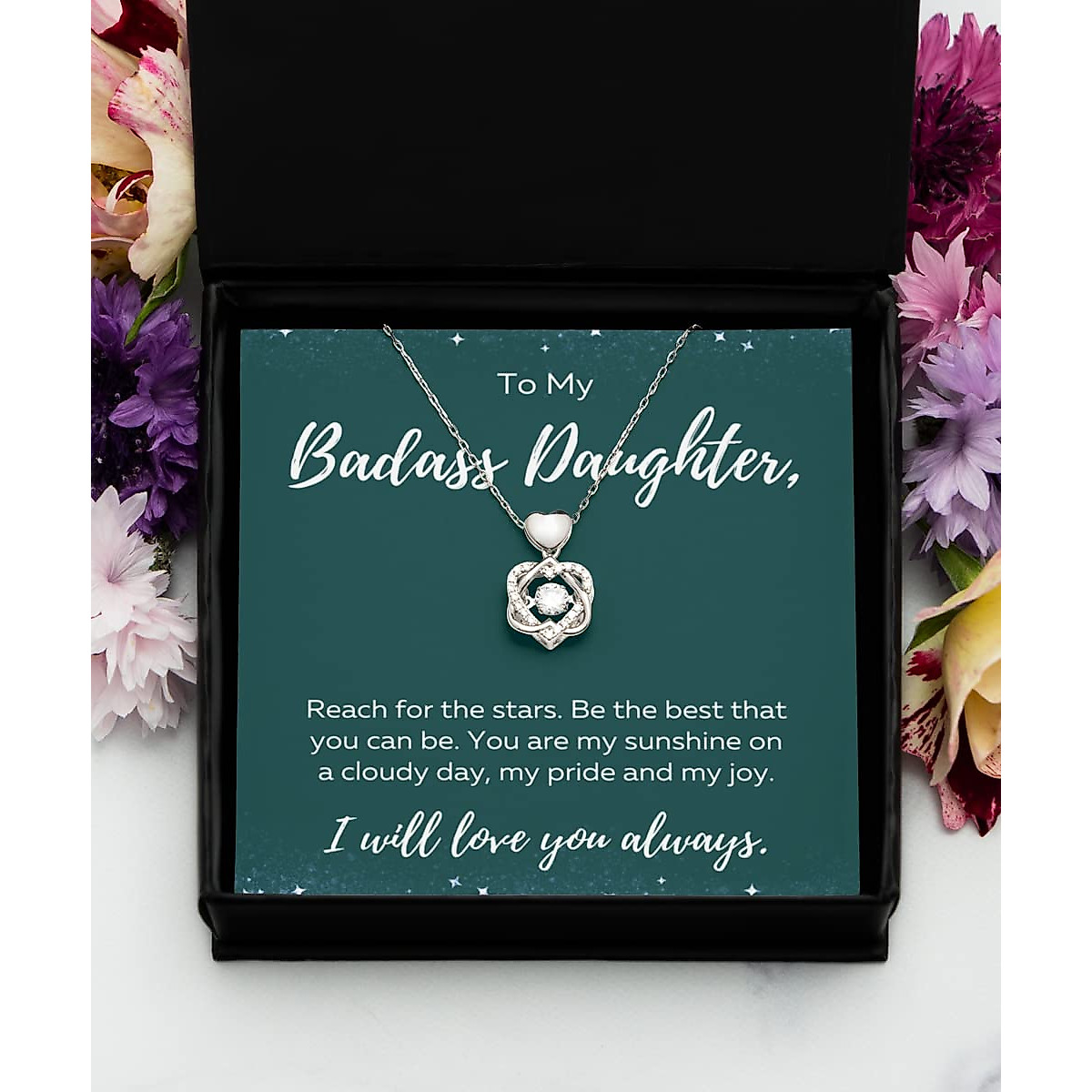 Necklace Gifts for Daughters From Mothers, Daughter Necklace, To My Badass Daughter Necklace From Dad, Daughter Birthday Jewelry, Daughter College Gift