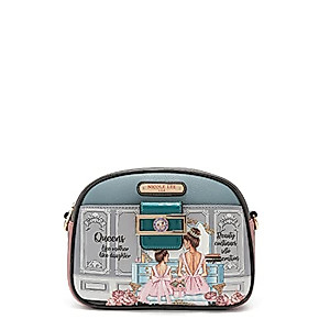 Nicole Lee Oelfina Small Fashion Print Crossbody Bag, Front Flap Pocket, Adjustable Detachable Shoulder Strap (Double Queens)