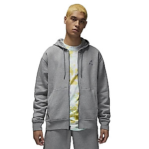 Nike Jordan Brooklyn Fleece Men's Full-Zip Hoodie, Carbon Heather/White, Large