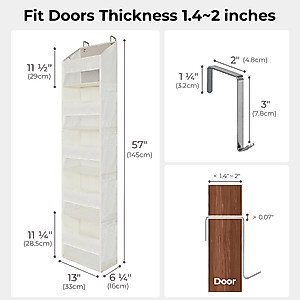 GRANNY SAYS 2 Pack 5-Shelf Over The Door Organizer, Hanging Door Organizer with 5 Large Capacity Pockets and 8 Mesh Pockets, Swing-Proof Behind Door Organizers and Storage, Beige