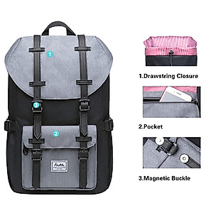 KAUKKO Laptop Outdoor Backpack, Traveling Rucksack Fits 15.6 Inch Laptop(5-7-Black Grey)