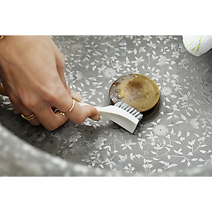 Full Circle and Brush Set, White Tiny Team Mini Dustpan and Micro Manager Home & Kitchen Detail Cleaning Brush, White