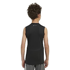 adidas Boys' Moisture Wicking Techfit Compression Shirt Sleeveless, Black, Medium (10/12)
