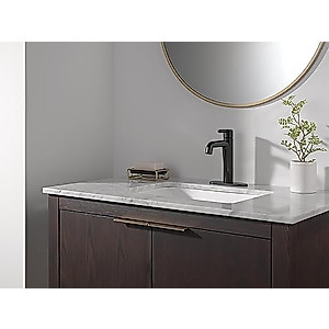 Delta Faucet Nicoli Matte Black Bathroom Faucet, Single Hole Bathroom Sink Faucet, Single Handle Bathroom Faucet, Pop-Up Drain Assembly, Matte Black 15849LF-BL