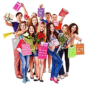 8 Pieces Funny Birthday Gift Bags Colorful Reusable Paper Bags Birthday Holiday Medium Large Rainbow Gift Wrap Baby Showers Bridal Showers Birthdays Easter Party Supplies Goodie Bags for Women Men