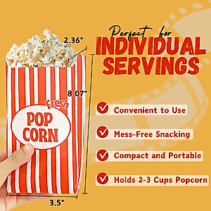 EBEGEE Popcorn Bags, Greaseproof Popcorn Bags Individual Servings, 100 Pcs Convenient Portions Movie Night Supplies, Versatile Popcorn Containers, Ideal for Parties and Events