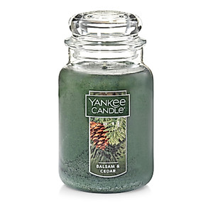 Yankee Candle Balsam & Cedar Scented, Classic 22oz Large Jar Single Wick Candle, Over 110 Hours of Burn Time