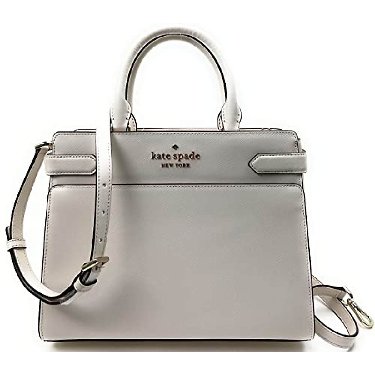 Kate Spade New York Staci Medium Saffiano Leather Satchel Purse (Parchment)