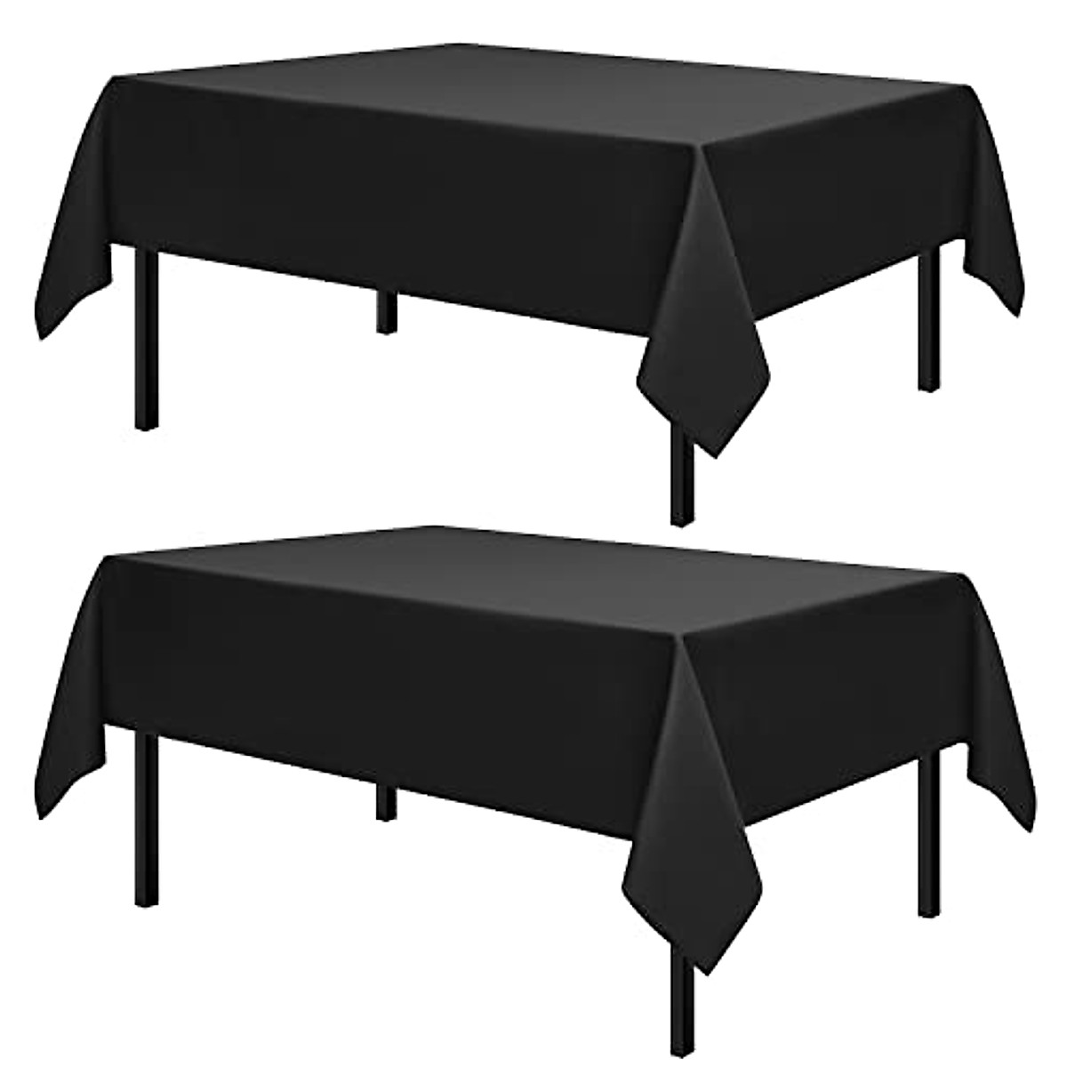 Romanstile 2 Pack Black Tablecloth 60 x 84 Inch, Rectangle Table Clothes for 4 Feet Tables - Stain and Wrinkle Resistant Washable Polyester Table Cover for Dining Table and Parties