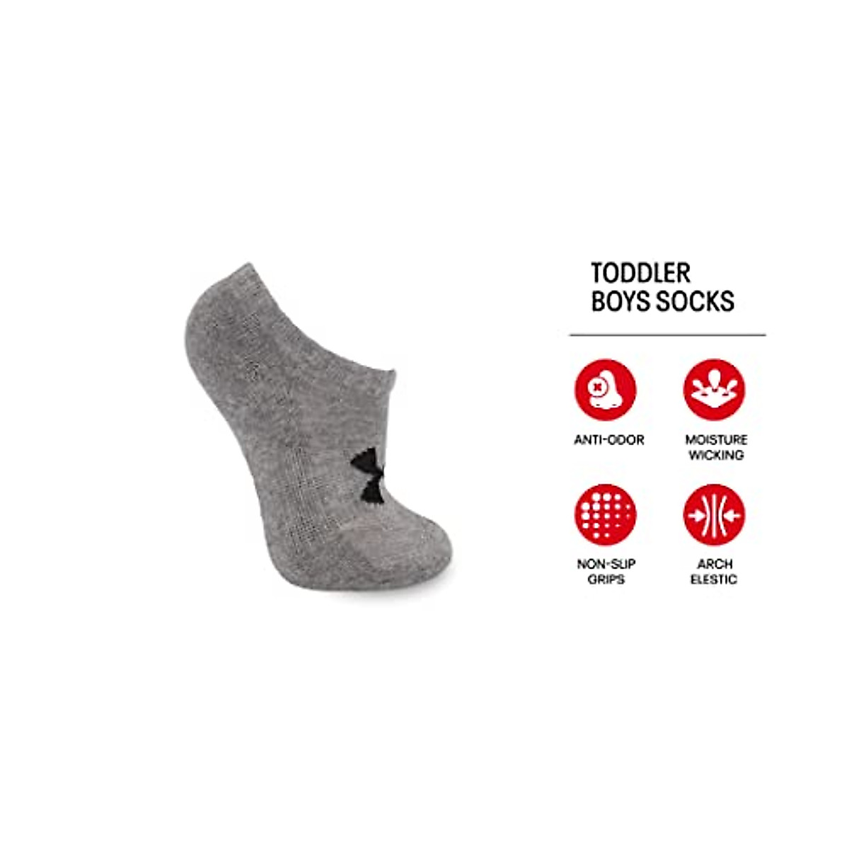 Under Armour Boys Multi Pack Low Cut Sock, Grey Low Cut, 4-6 US