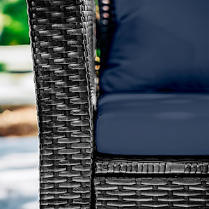 Nestl Wicker Outdoor Furniture Set - 4 Piece Patio Set (Grey/Navy)