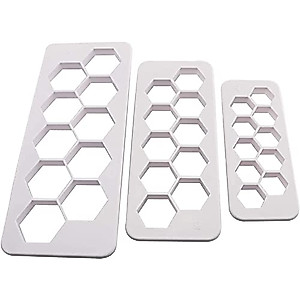 Longdex Hexagon Multi Cutter 3 Sizes White Hexagon Cookie Cutter Football Cake Fondant Cake DIY Decorative Mold