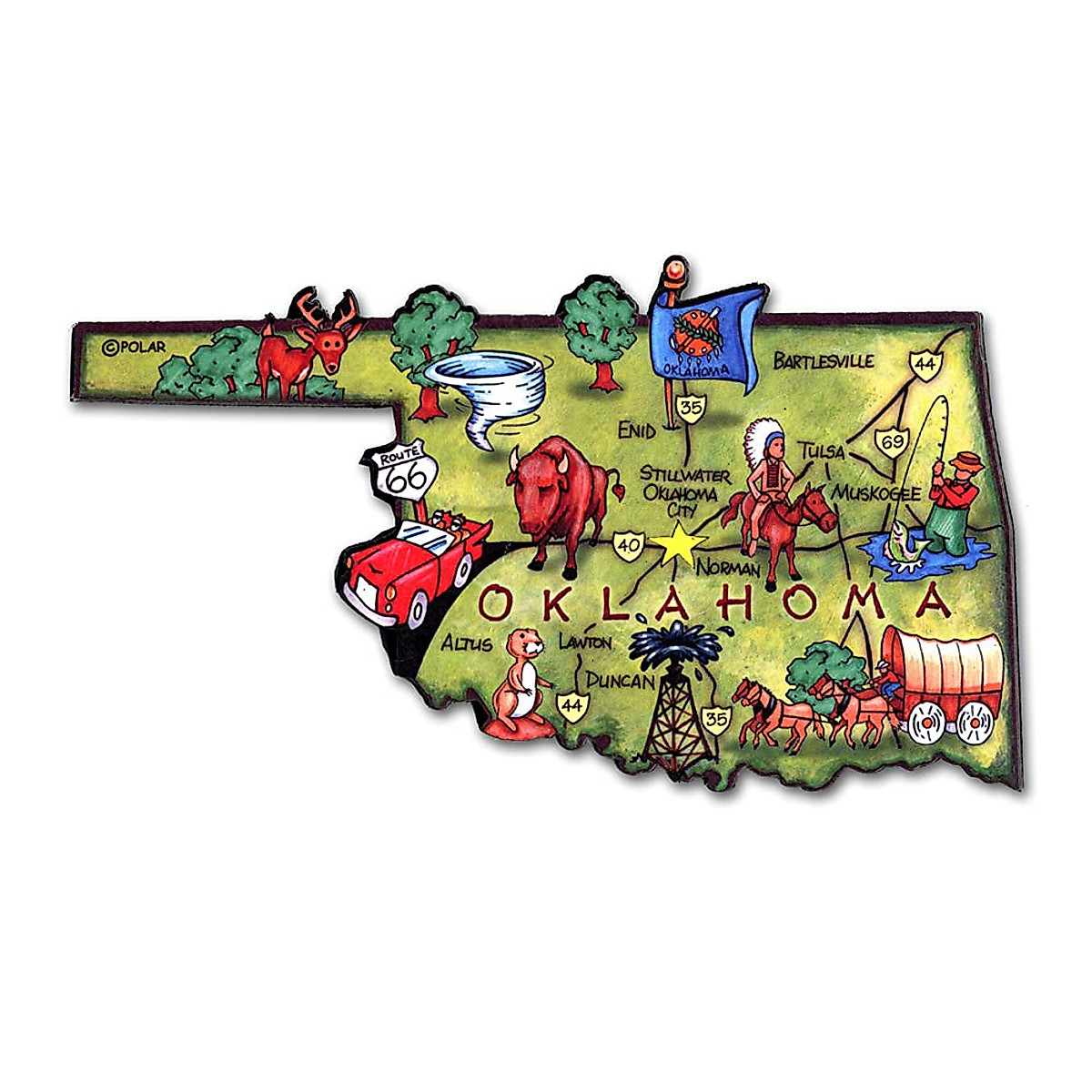 Oklahoma Artwood State Magnet Collectible Souvenir by Classic Magnets