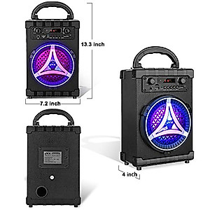 JYX Portable Bluetooth Speaker with Light, Support FM Radio, MIC Input, REC, USB/TF Card, AUX in, Perfect for Party/Meeting
