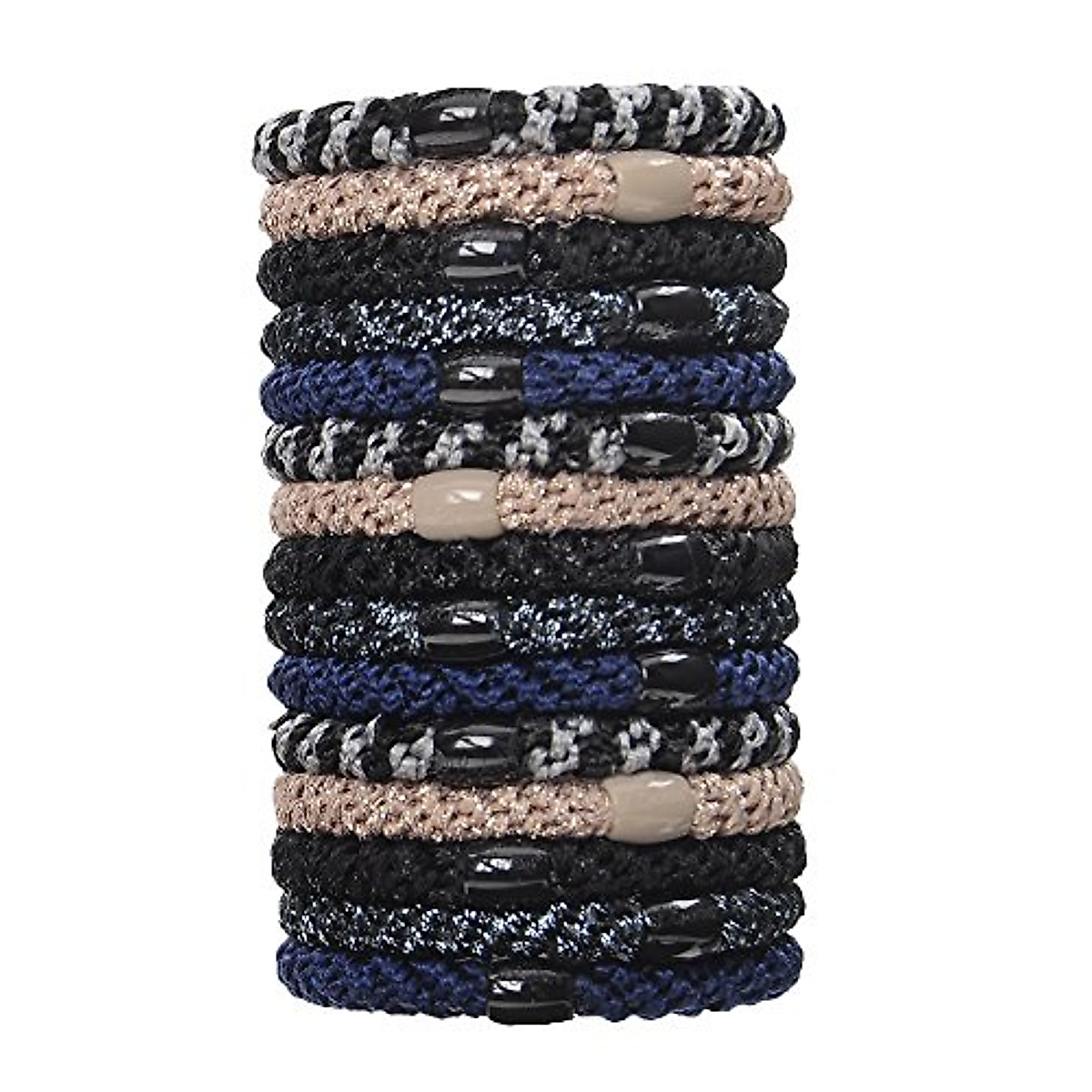 L. Erickson Grab & Go Pony Tube - Jet Set - 15 Pack Ponytail Holder Hair Ties