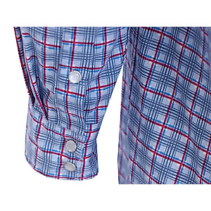 TICOMELA FR Shirt for Men Flame Resistant Shirts 6.5oz Light Weight Blue/Red Plaid Men's Fire Retardant Snap Shirts