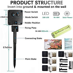 LiyuanQ Solar String Lights, 4 Pack 100 LED Solar Fairy Lights 33 Feet 8 Modes Silver Wire Lights Waterproof Outdoor String Lights for Garden Patio Gate Yard Party Wedding Indoor Bedroom Cool White