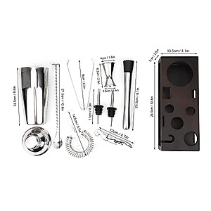 10Pcs/Set Cocktail Shaker Set Household Stainless Steel Cocktail Shakers Set Tools Kit Drink Shaker Bartender Kit Bar Accessories