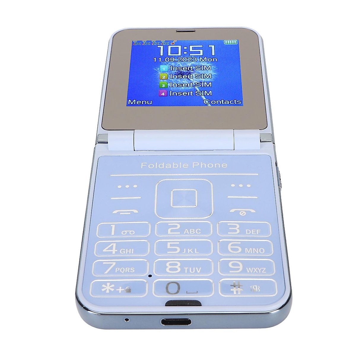 2.6in Senior Cellphone, Flip Phone with Dual Screen Display, Big Buttons and Digits, One Key Quick Dial, Clear and Sound, HD Camera, Built in LED Flashlight for Elderly (Blue)