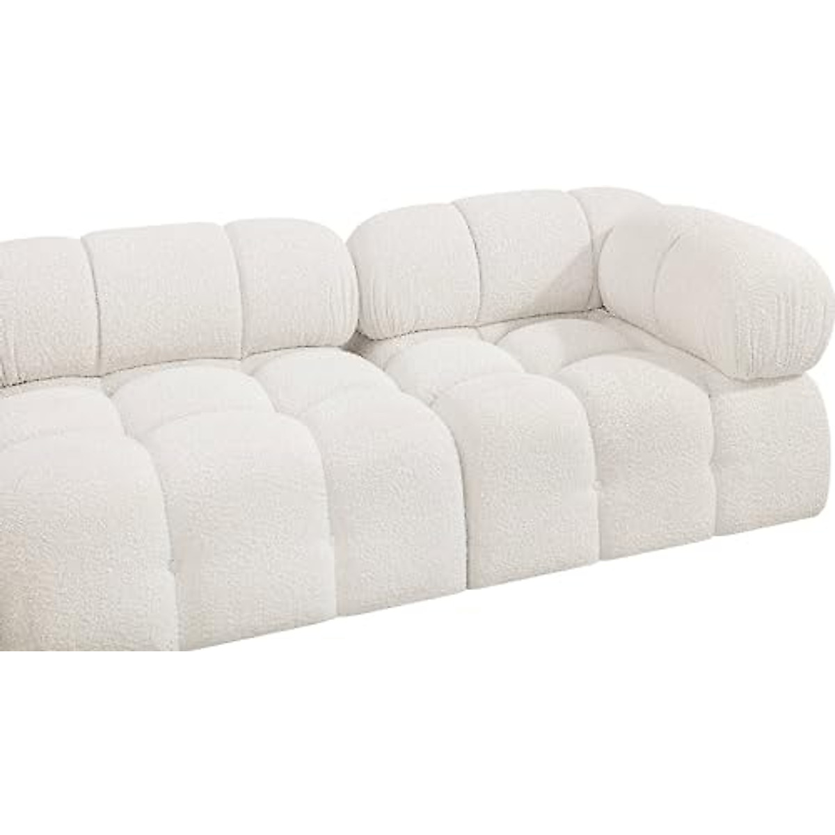 Meridian Furniture 611Cream-S68A Ames Collection Modern | Contemporary Modular Sofa with Rich Cream Boucle Fabric, Modular to Create Infinite Configurations, 68" W x 34" D x 28" H, Cream