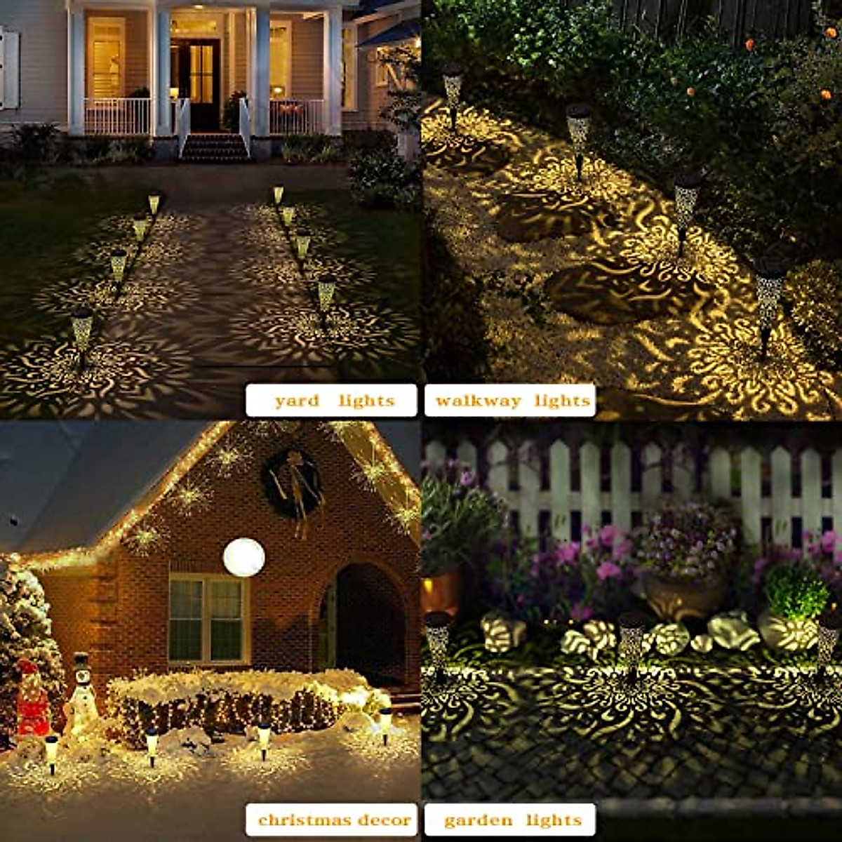gardencave 6 Pack Solar Lights Outdoor Garden Decorative Solar Garden Lights with Warm Light Waterproof Solar Pathway Landscape Lights for Path Patio Backyard Walkway Yard Garden Decor (Black, 6Pcs)