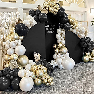 Black White Gold Balloon Garland Double Stuffed Pearl White Sand Balloons Champagne Metallic Gold Neutral Balloon Arch Kit For Birthday Graduation Wedding Bachelorette Halloween Party Decorations