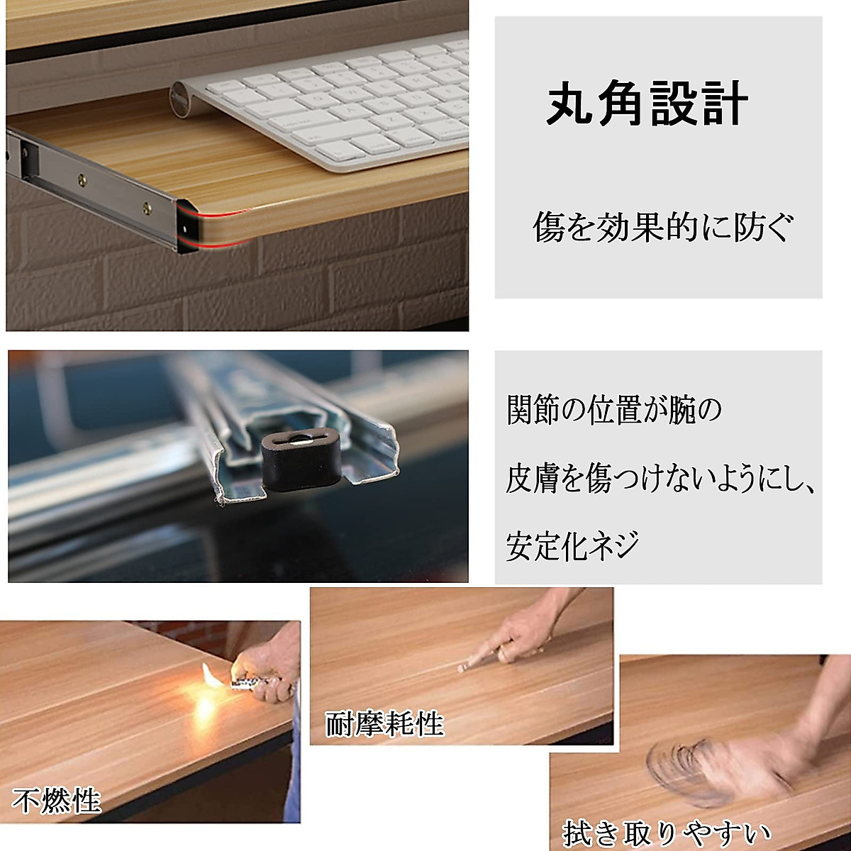 LMDX Slide Keyboard Tray Under Desk - for Keyboard Mouse Holder Workspace Organizers - Adjustable Height Desk Extender - Ergonomic/Protect Eyesight - Slide-Out Keyboard Drawers, White, 70cm x 27cm