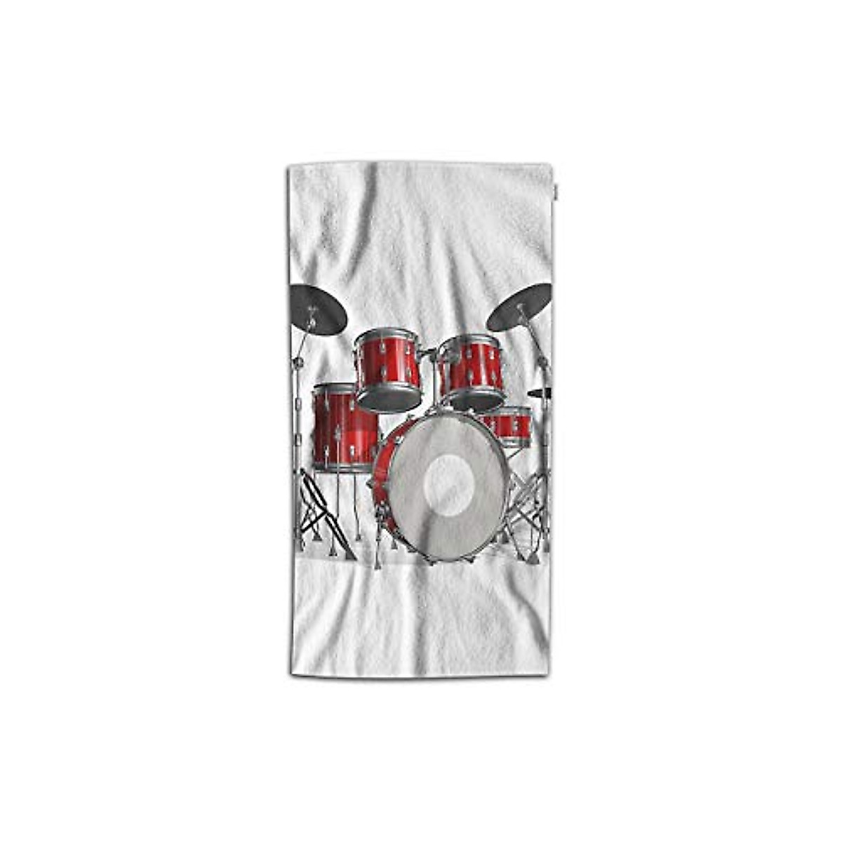 Moslion Music Hand Towel Rock N Roll Jazz Musical Instrument Cool Drum Set for Show Concert Party Towel Soft Microfiber Face Hand Towel Kitchen Bathroom for Kids Baby Men 15x30 Inch Red Silver White