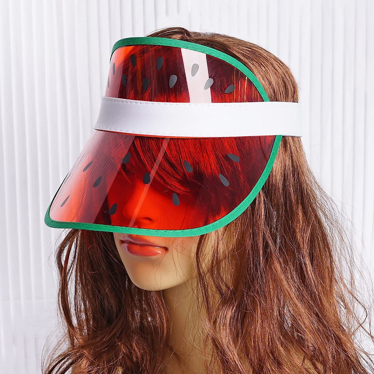 Sun Visor Hat UV Sports Watermelon Pattern Cap Tennis Golf UPF Visors Headwear for Men Women Outdoor Summer Travel Red