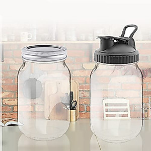 UineHiot Cold Brew Mason Jar Iced Coffee Maker, Durable Glass, Double stainless Steel Filter, Flip Cap Standard Lid - Premium Iced Coffee Maker, Cold Brew Pitcher & Tea Infuser 32 oz