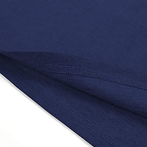 Men Polo Shirts Cotton Classic Fit Long Sleeve Sport T-Shirt Casual Polos (Navy,M)