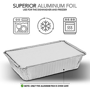 Aluminum Pans Take Out Containers with Lids (50 Pack) 2 Lb Disposable Aluminum Foil Oblong Pans with Cardboard Covers - To Go Food Storage Containers for Baking, Meal Prep, Takeout and Freezer