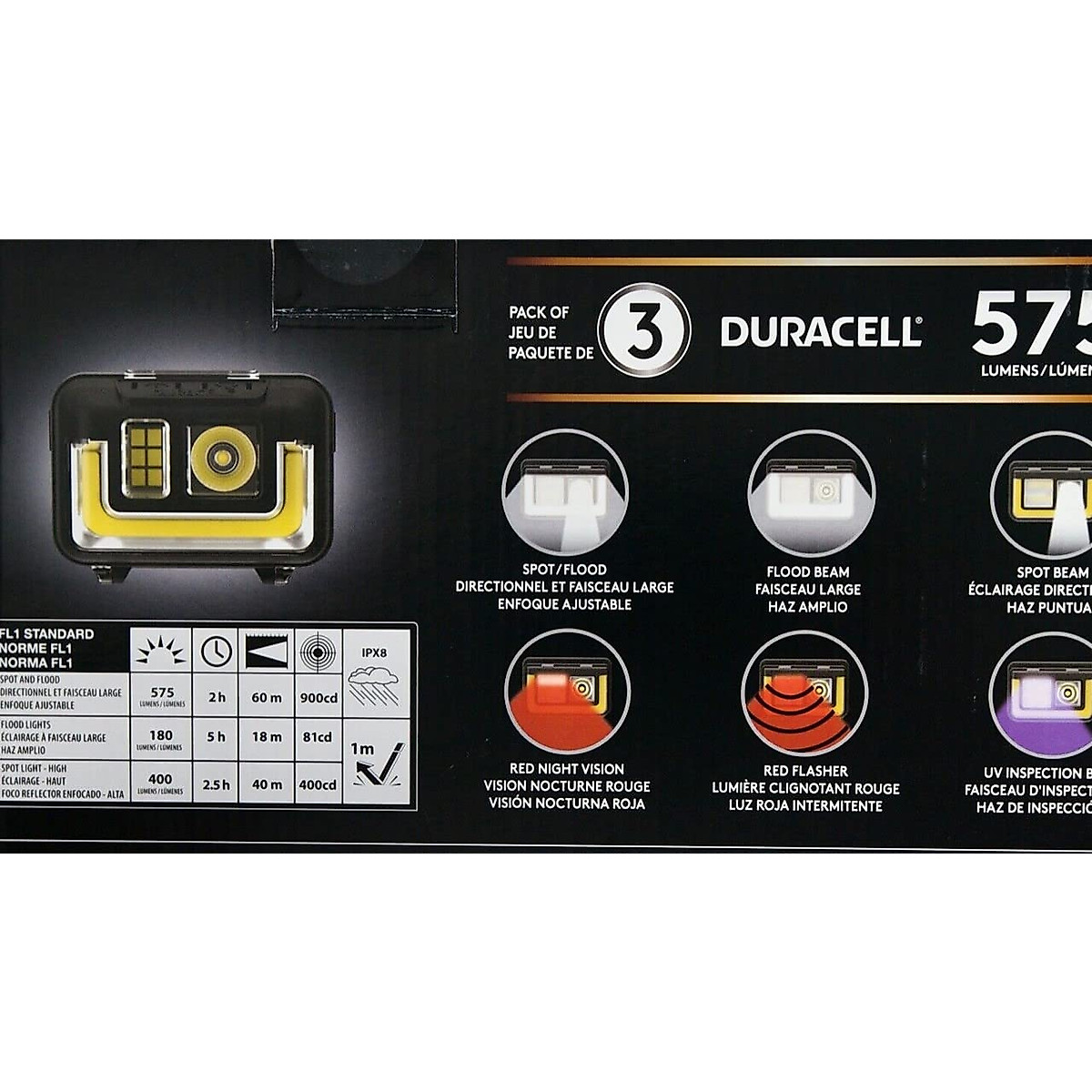 Duracell LED Headlamps 575 Lumens, 3 Count