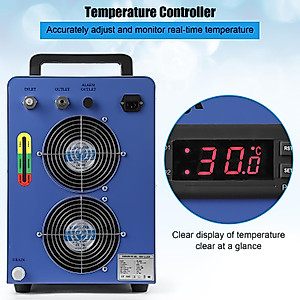 CuisinAid Industrial Water Chiller CW5200, 6L Capacity 0.9hp 2.6gpm Water Cooling System for 60W 70W 80W 90W 100W 120W 130W 150W CO2 Laser Engraving & Cutting Machines, Cools 5200 BTU/Hour