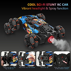 MOFOKEAY RC Cars 6WD Drift Stunt,Remote Control Car for Boys Age 6-12,360° Rotating Spray Car for Xmas Gifts