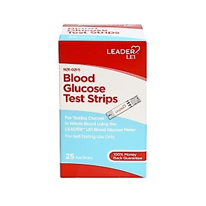 LEADER Blood Glucose Test Strips for Diabetes, No-Coding, Fast Accurate Results, Compatible with LEADER Blood Sugar Monitor only, 25 Strips, Pack of 1