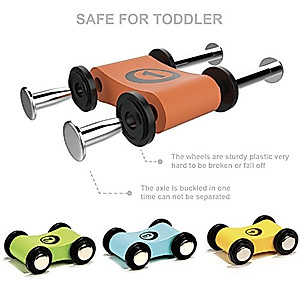 TOP BRIGHT Car Ramp Toy for 2 3 Year Old Boy Gifts, Toddler Race Track Toy for 18 Month Old with 4 Wooden Cars and 3 Car Garage