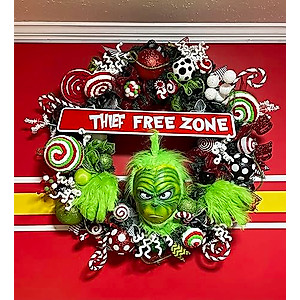 laleay Green Monster Mask and Gloves for Adult Thief Cosplay Props, Christmas Decoration