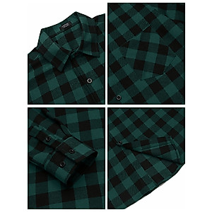 COOFANDY Mens Long Sleeve Button Up Plaid Shirts Regualr Fit Cotton Flannel Shirt