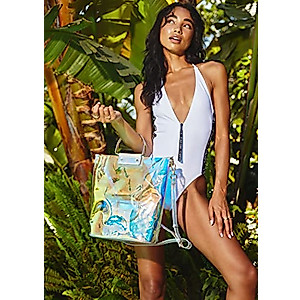 Like Dreams Women's Transparent PU Hologram 2 in 1 Tote Bag Set Gold Handle Inner Pouch Handbag (Hologram)