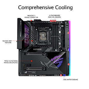 ASUS ROG Maximus Z690 Extreme(WiFi 6E)LGA 1700(Intel 12th Gen)EATX gaming motherboard(PCIe5.0,DDR5,24+1 power stages,5x M.2,PCIe 5.0 M.2,10Gb&2.5GbLAN,2xThunderbolt 4,PCIe 5.0 Hyper M.2 card bundled)
