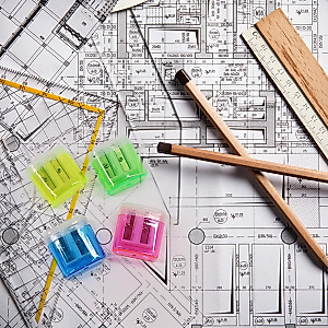 ForTomorrow Manual Pencil Sharpener Bulk - 24 Pack Small Colored Handheld Dual Hole Pencil Sharpeners with Lid for Kids, School Classroom