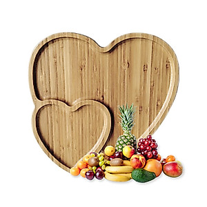 BWWNBY Wooden Serving Tray Heart Shaped Cheese Board Salad Plate Dinner Plate Cake Plate Decorative Serving Platter Plate for Snack Candy Food Fruit Valentines Day Decor (size:10.63x10.63x0.63inch)