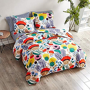 Marimekko - Queen Duvet Cover Set, Cotton Percale Bedding with Matching Shams, All Season Home Decor (Ojakellukka Multicolor, Queen)