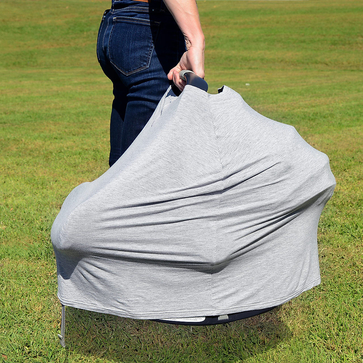 PrimaStella Nursing Scarf, Car Seat Canopy, Stroller Cover, Highchair Cover, Shopping Cart Cover to Protect Infants, Babies, Toddlers – One Size – Grey