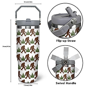 ysnifeiw 30oz Bigfoot Tumbler with Top Handle and Flip Straw Bigfoot/Sasquatch Gifts Cup for Dad Father's Day Birthday Christmas Gifts for Men
